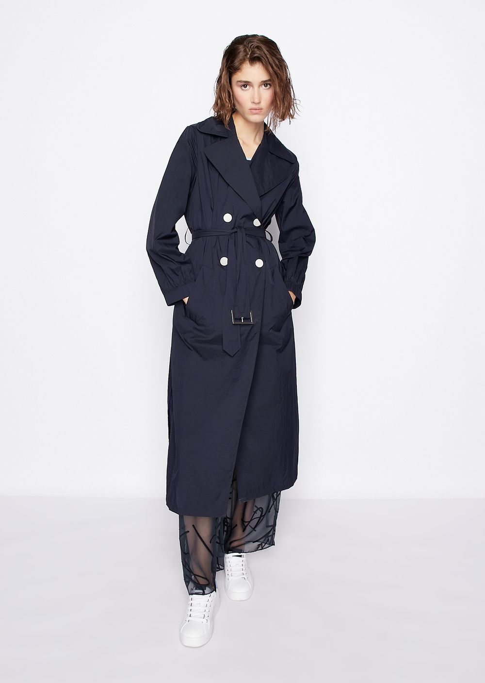 Armani Exchange Trench Coats 100% Polyamide - Navy Blue | Editorialist Armani Exchange Trench Coats 100% Polyamide - Navy Blue | Editorialist